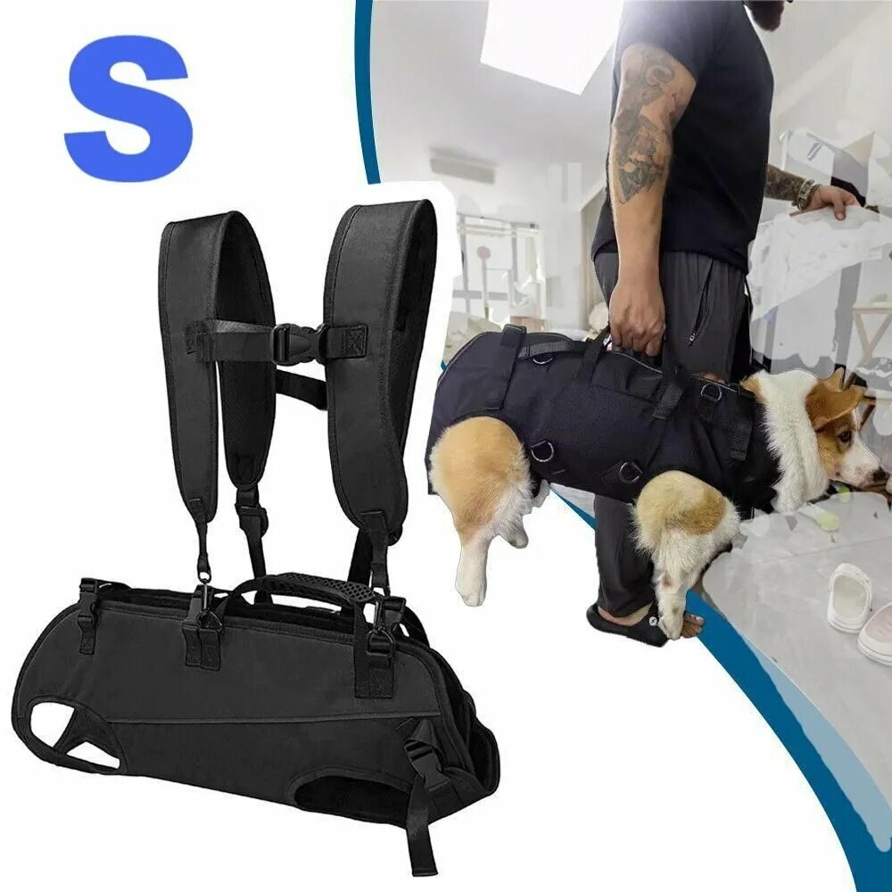 Переноска рюкзак для собак мелких и средних пород и кошек , слинг для животных , переноска для собак рюкзак(сумка - кенгуру), Черный, S