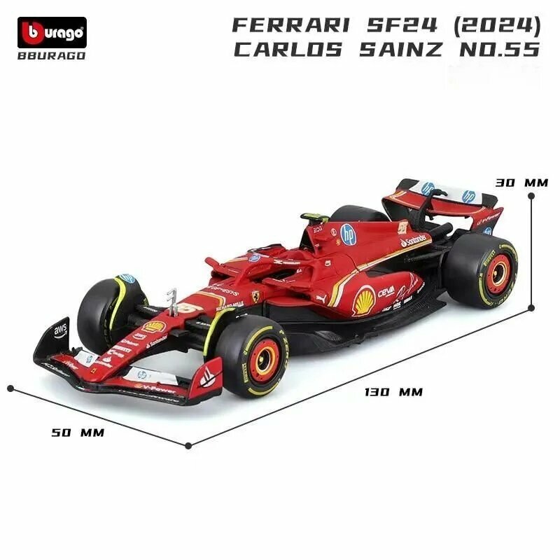 Металлическая коллекционная модель болида Формулы-1 "Burago"1:43. Ferrari F1-75 Юбилейное издание № 55. SF-24Сайнс.