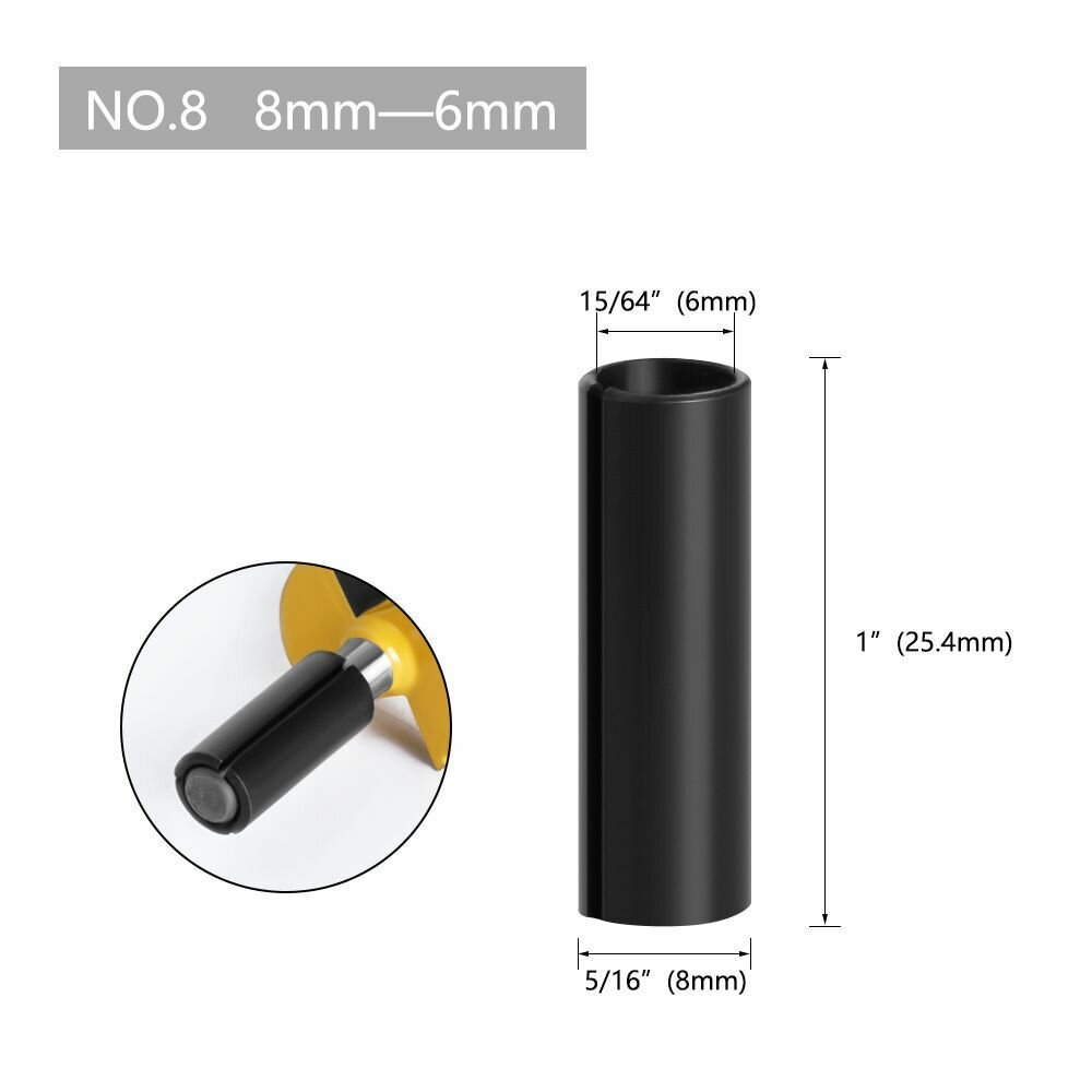 Переходник цанга с 8 мм на 6 мм для хвостовика фрезы