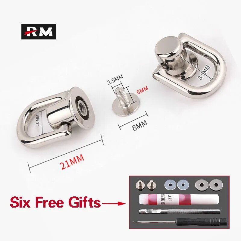 Застежка для сумки, Кобурный винт с кольцом для сумок и аксессуаров, с кольцом d равно 10 мм, 2 шт