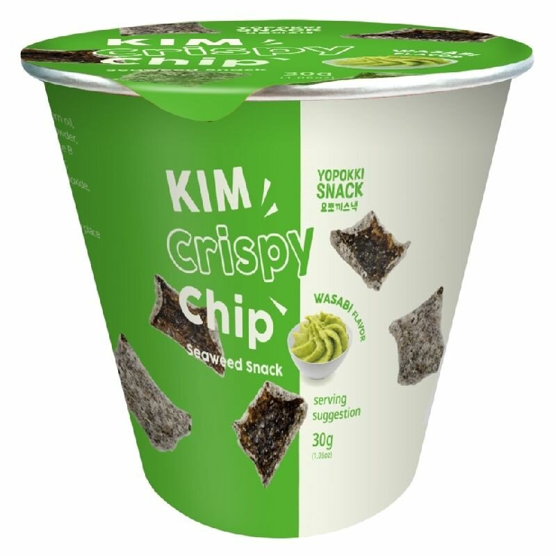 Чипсы YOPOKKI WASABI из морской капусты со вкусом васаби /стакан/ 30г