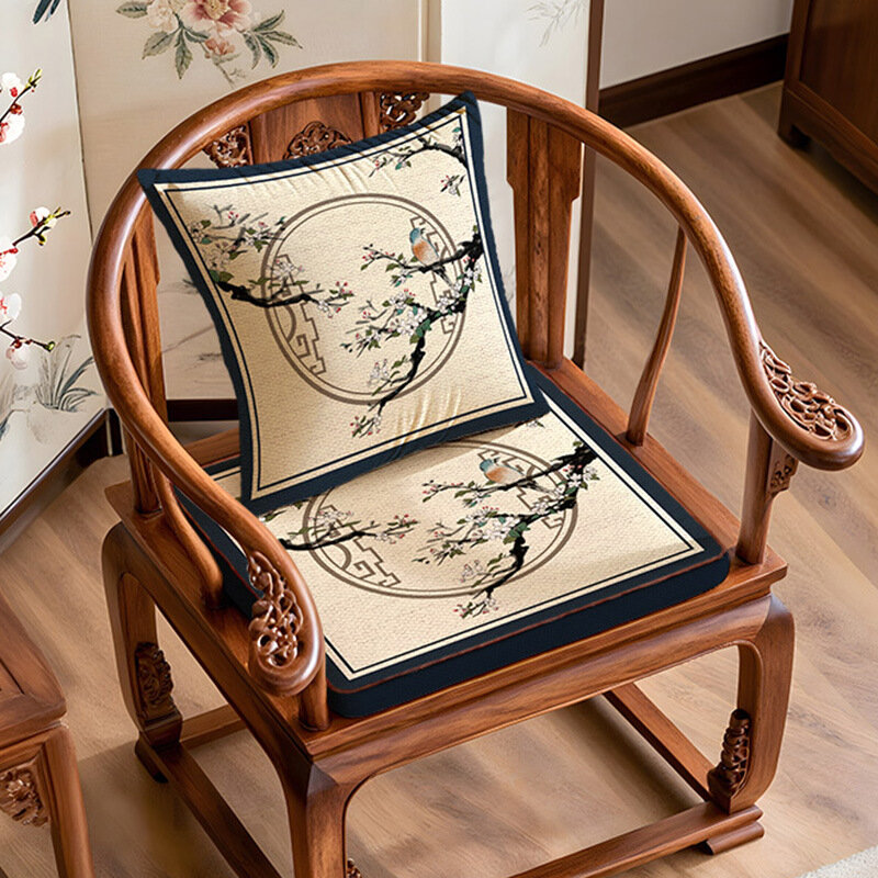 Новая подушка для стула из хлопка и льна в китайском стиле, специальный поролон для стула Тайши, нескользящая дышащая подушка для сидения, национальный стиль для чайной комнаты и кабинета, красная деревянная подушка для стула