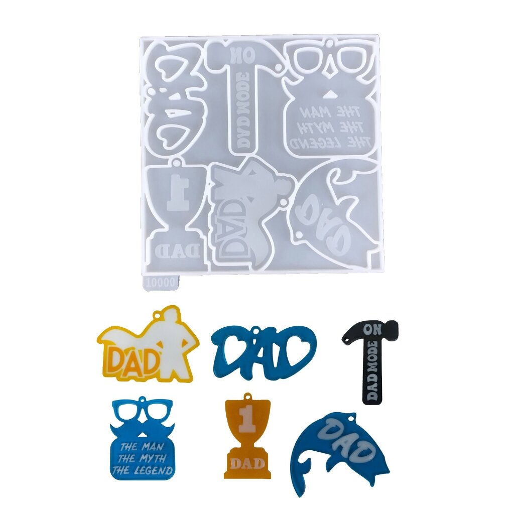 3D Dad Pendant Silicone Mold Resin Fathers Day Pendant Keychain Mold Jewelry Making for Lovers