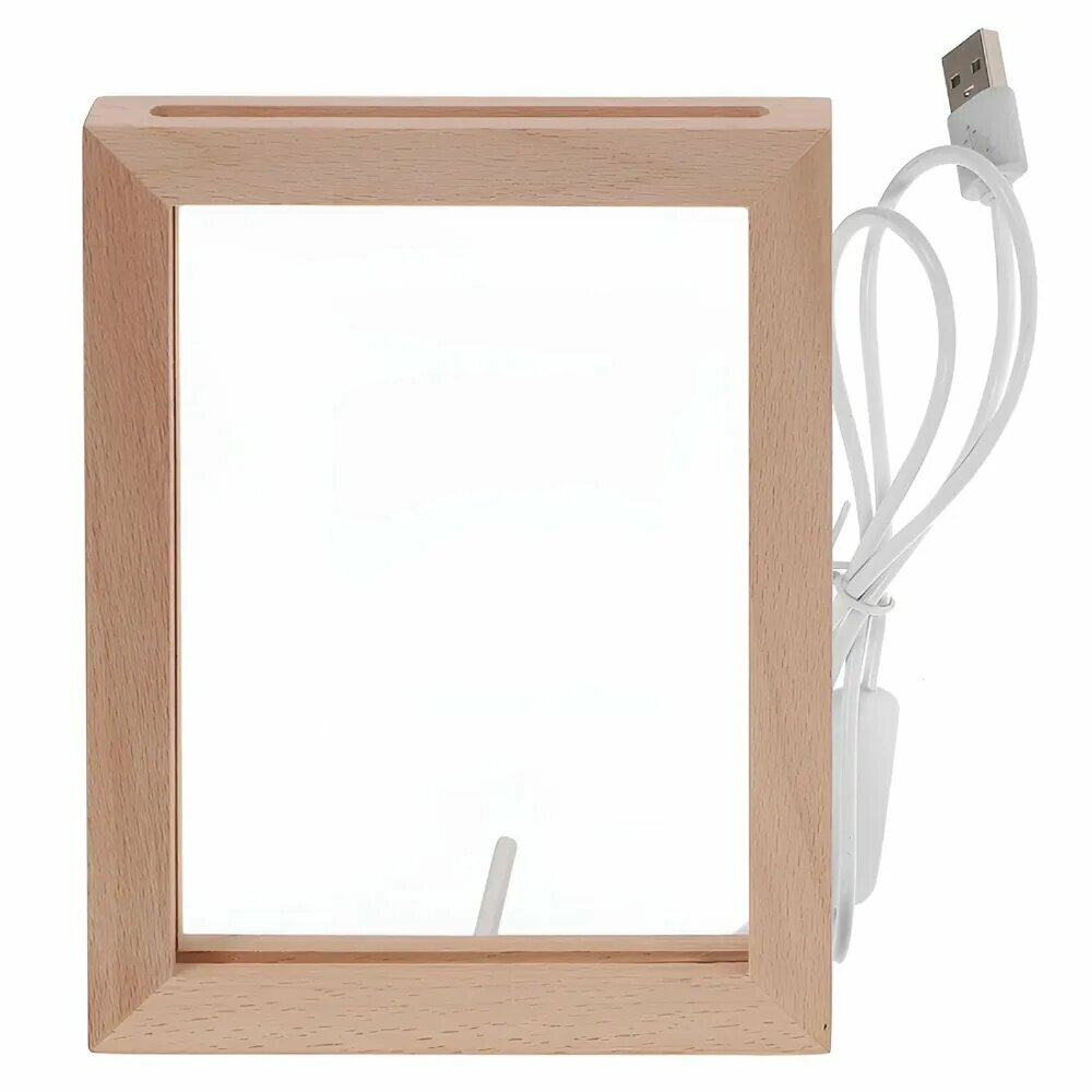 LAMIRO Рамка для фотографий с LED подсветкой, деревянная светящаяся фоторамка, ночник