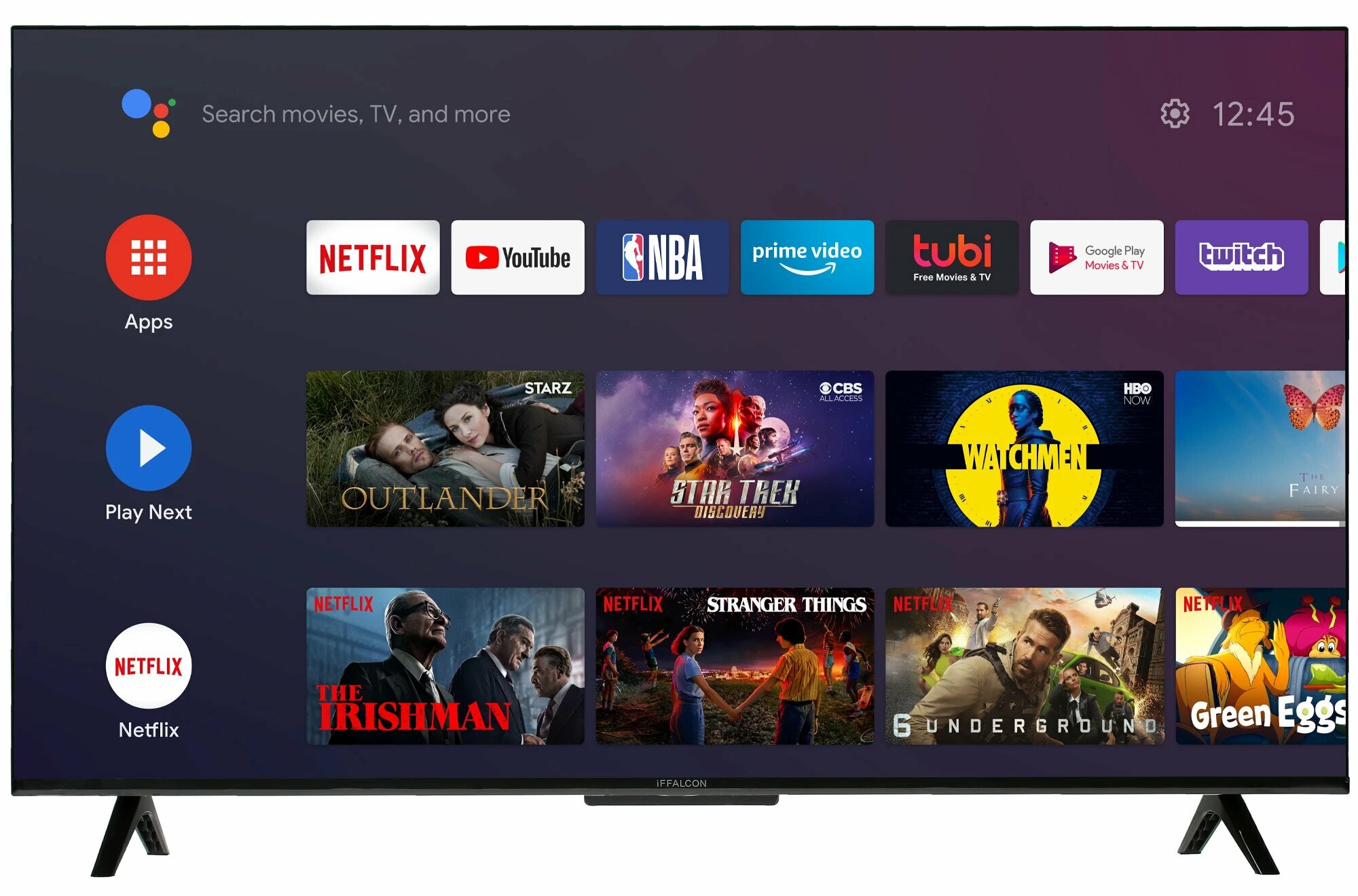 Телевизор iFFALCON "IFF43U62", диагональ 43", LED, Google TV, 4K, HDR, 3xHDMI, 1xUSB, WiFi, BT