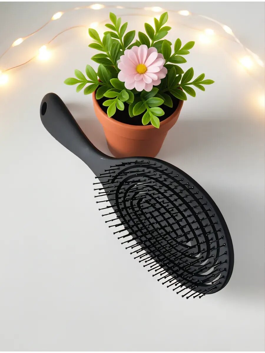 Расчёска "Продуваемая", скелетная, черная, легкая, компактная