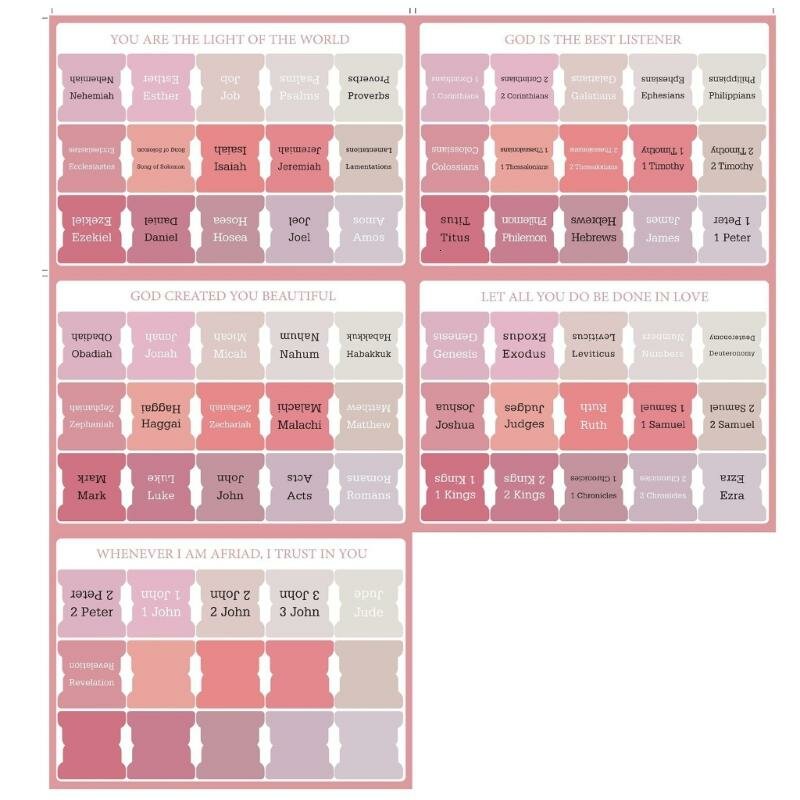 Ламинированные закладки-индексы для Библии, Новые розовые 5 картинок