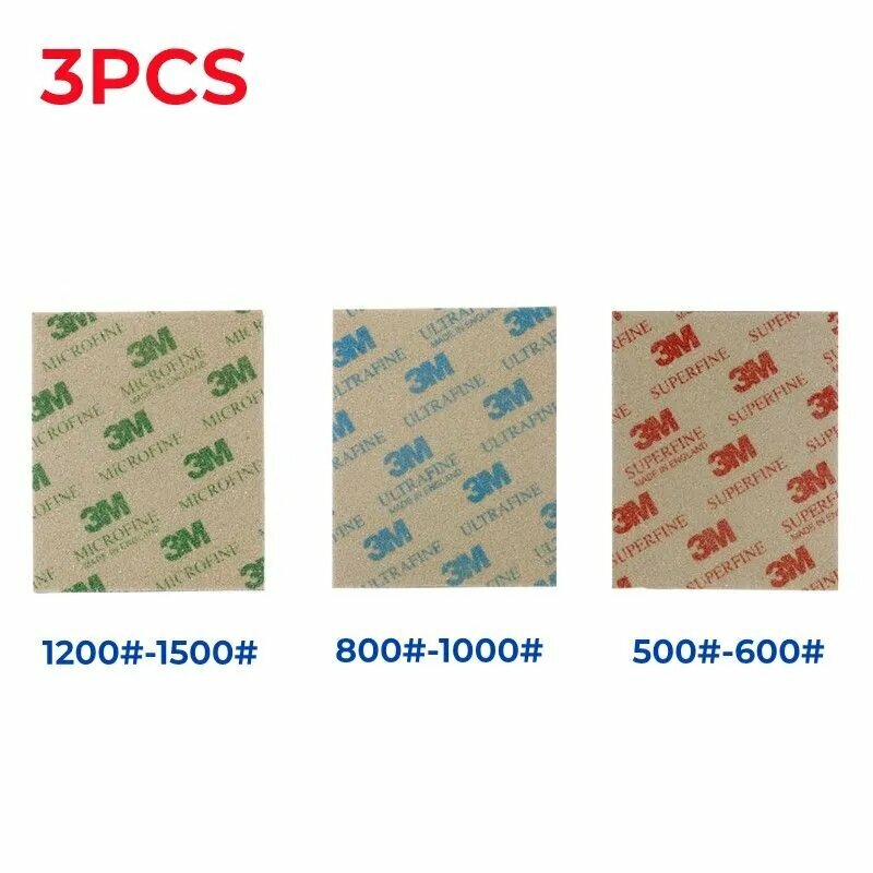 Абразивная губка 3M 114mmx139mm Superfine/Ultrafine/Microfine(P500-600 P800-1000 P1200-1500)Полировальная наждачная бумага 3 штуки