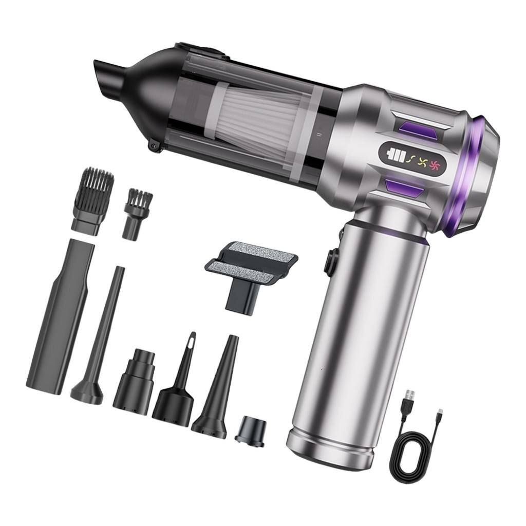 Автомобильный пылесос с высокой мощностью всасывания, серебро