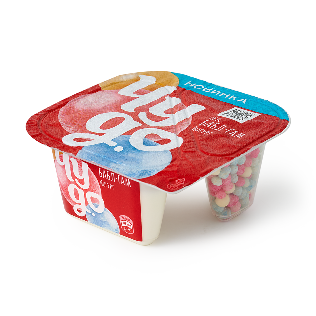 Йогурт в пластиковом стаканчике Чудо "Бабл-Гам", с хрустящими шариками, 4%, 101 г