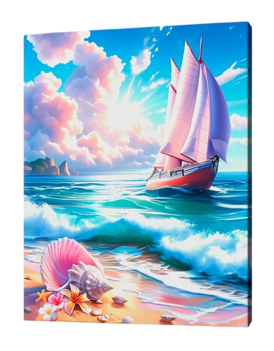 Картина по номерам на подрамнике Рыжий Кот: Яхта на берегу, 30х40 см