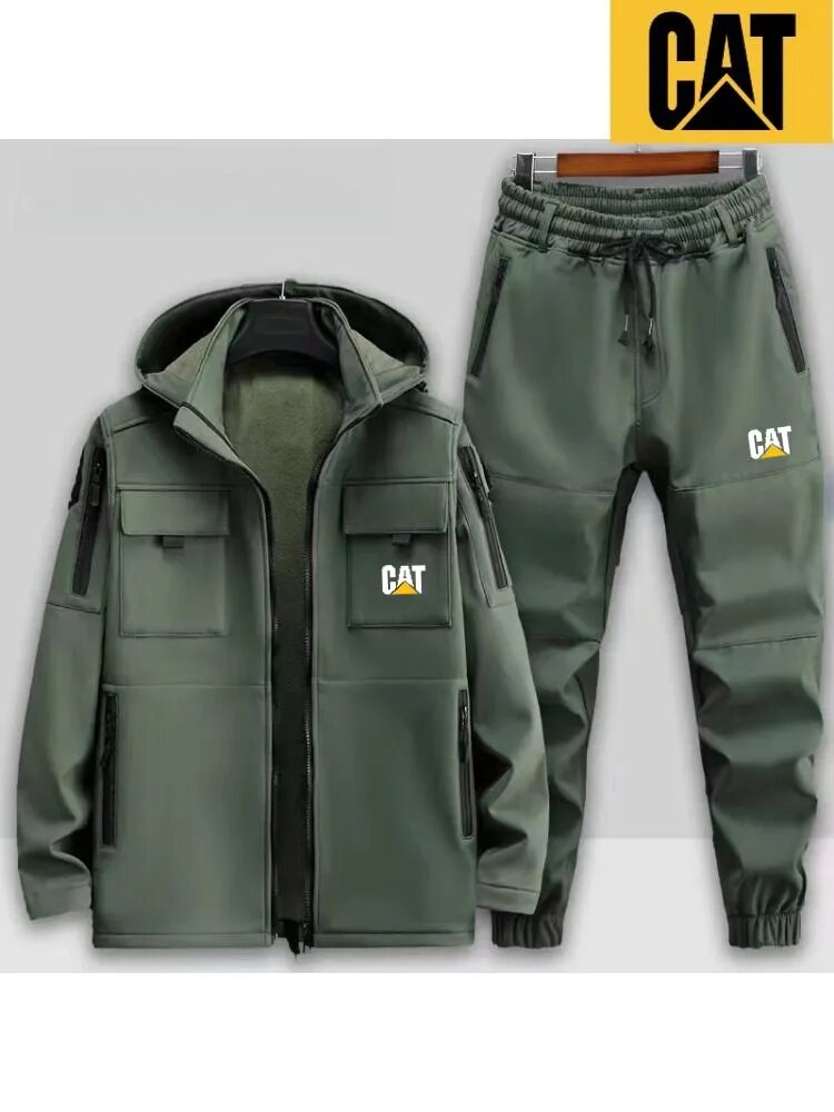 Комплект одежды Caterpillar Зимний рабочий костюм унисекс: утепленный комплект с флисом, ветро-влагозащитный, для стройки, активного отдыха и города , size 44-56