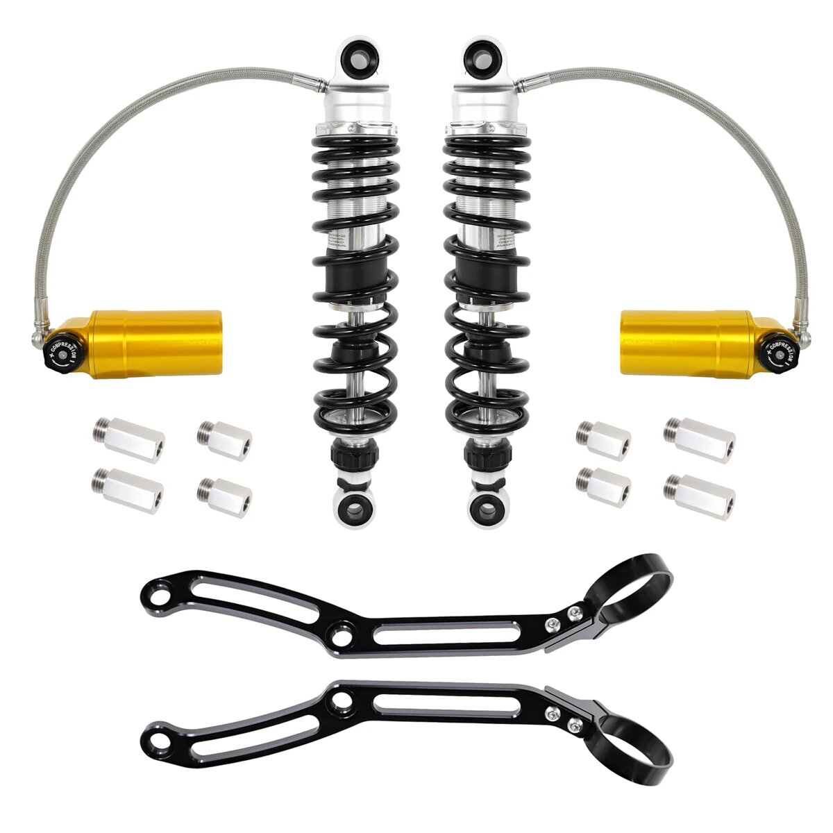 Мотоциклетные задние амортизаторы с дистанционным резервуаром для Harley Touring Street Glide Road Glide Road King 2014-2023 Черный, Золотой