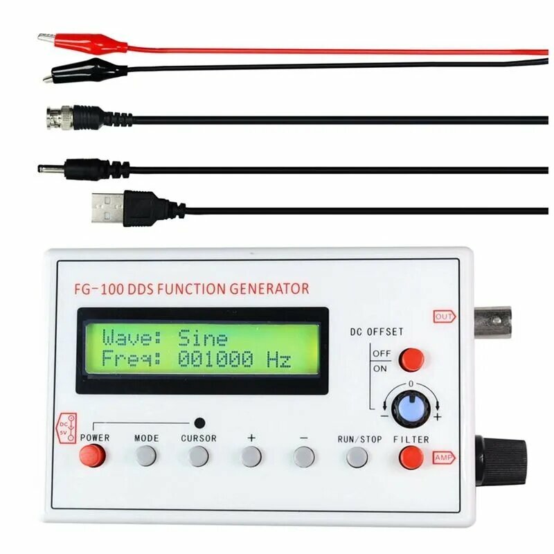 FG-100 DDS Генератор Сигналов Функциональный Частотомер С Кабелем BNC