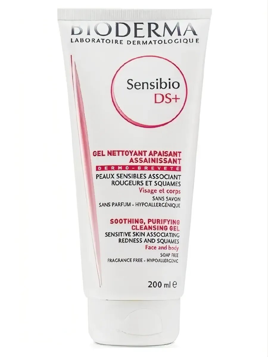 Очищающий гель Bioderma "Sensibio DS+" , 200мл, без мыла и ароматов