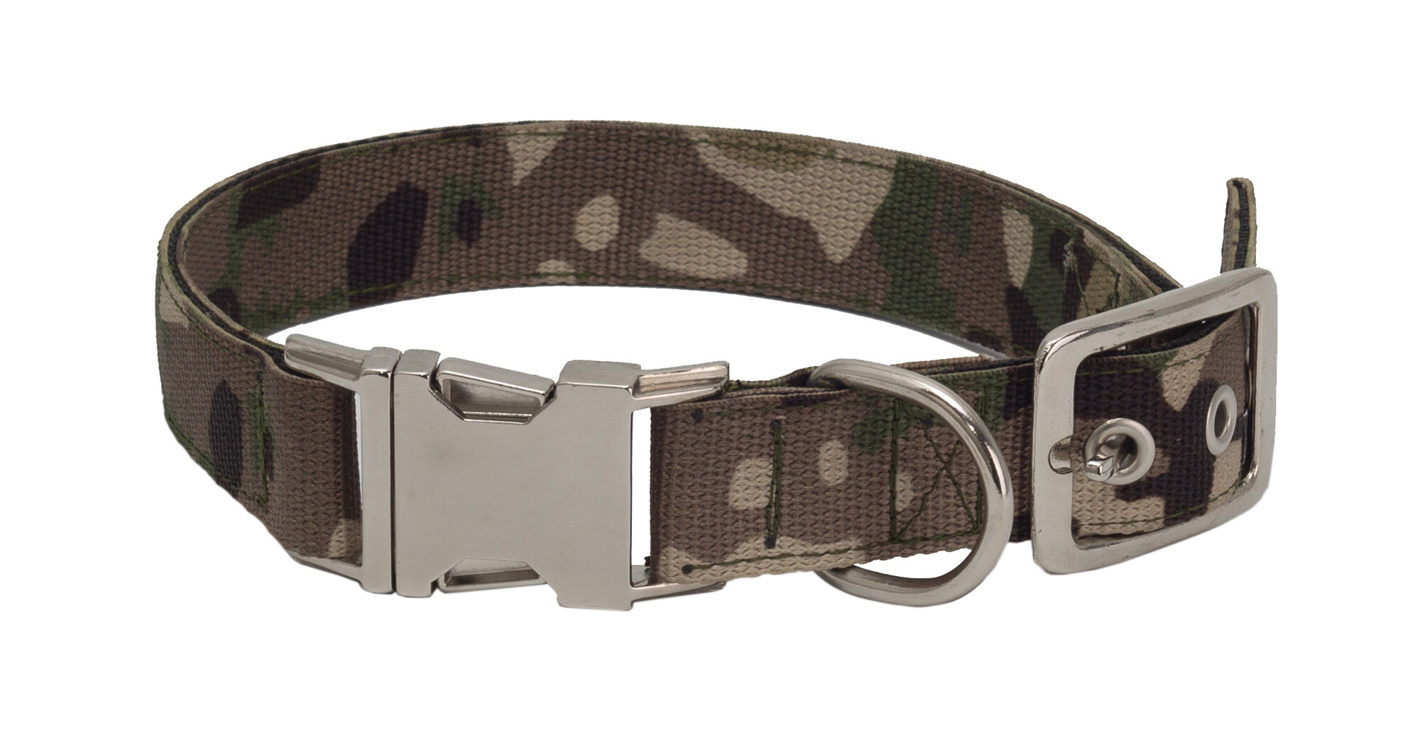 Ошейник капроновый "Камуфляж" быстросъемный с метал. фастом ширина 30мм, обхват шеи 47-57см, зеленый