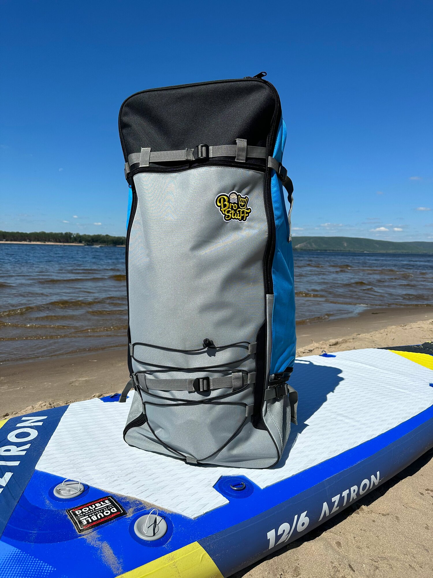 Рюкзак для сап борда, сумка для sup, чехол BroStuff pro blue grey black, размер XL