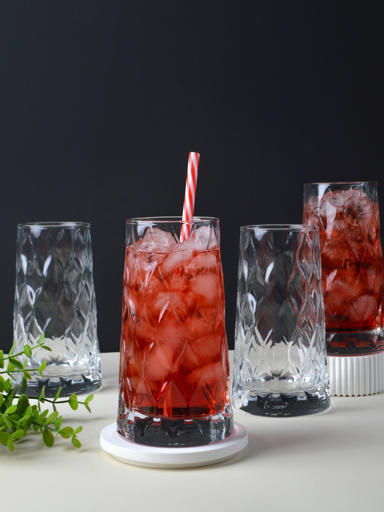 Набор стаканов Pasabahce "Leafy", 450 мл, 4 шт диаметр 8,3 см, высота 15 см