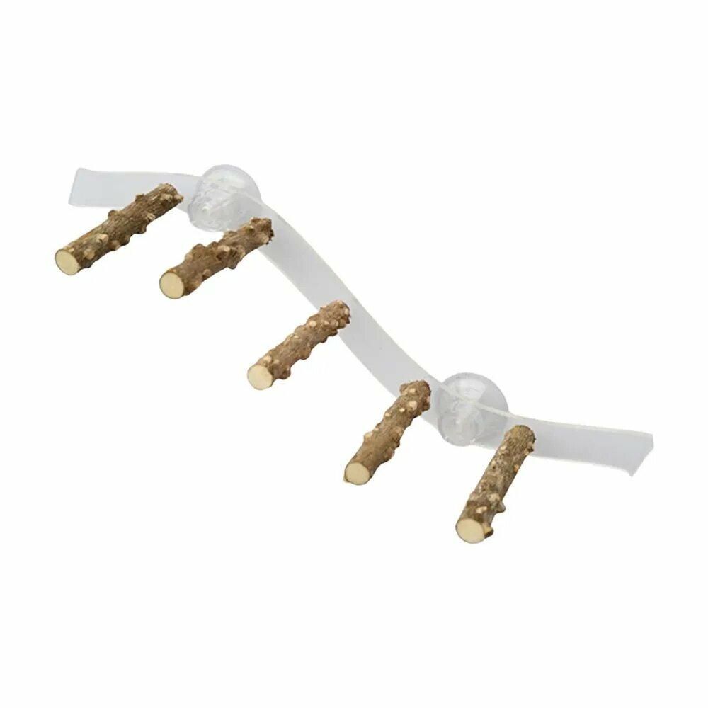 Жердочка для попугаев на присосках деревянная, игровая площадка для птиц на окно и в душ