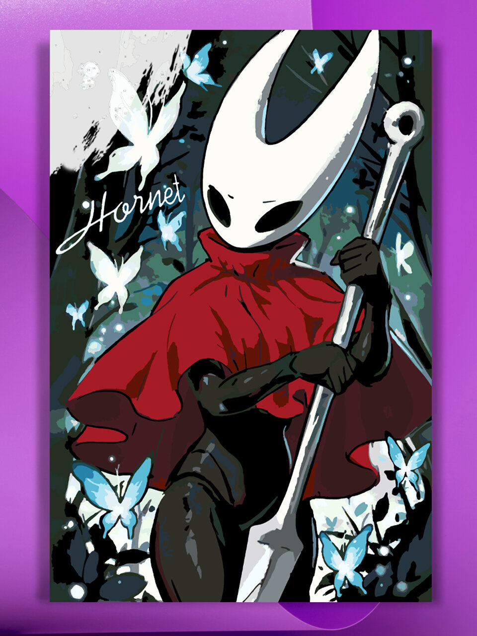 Картина по номерам на холсте Hollow Knight - Хорнет на Зелёной тропе, 40 х 60 см