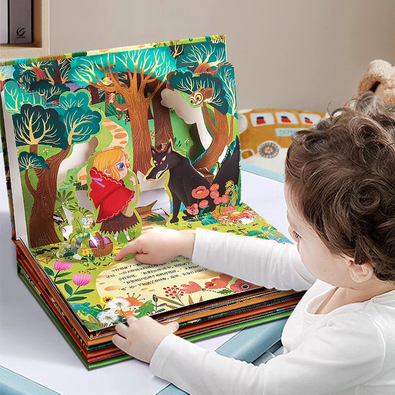 Зеленые сказки, поп-ап театр, детская 3D поп-ап книга, книга с картинками для детского сада, книга сказок, подарок для детей