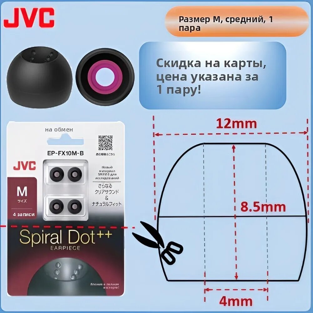 Амбушюры JVC Spiral Dot ++ EP-FX10 (1 пары M)
