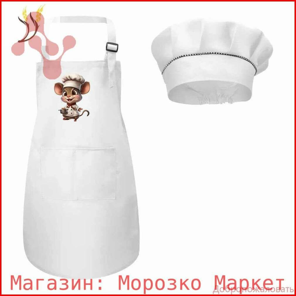 Детский фартук и поварской колпак, 4-12 лет
