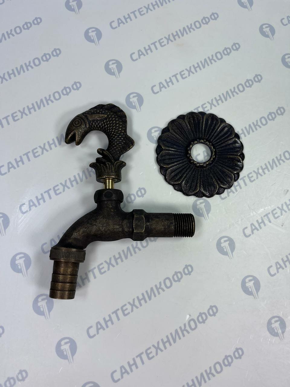 Кран садовый с носиком декоративный SANTERA Рыбка 1/2"НР + отражатель, бронза (ST202FISH)