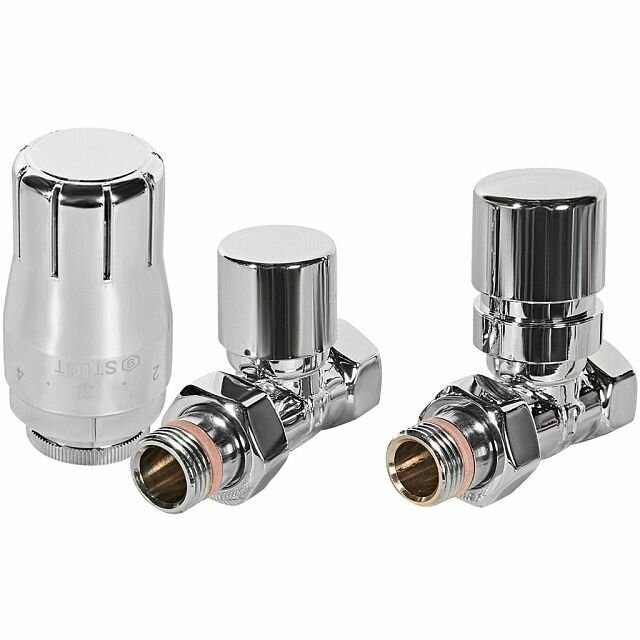 Комплект термостатических клапанов STOUT Design прямой 1/2" хром SVTDK-0001-000015C