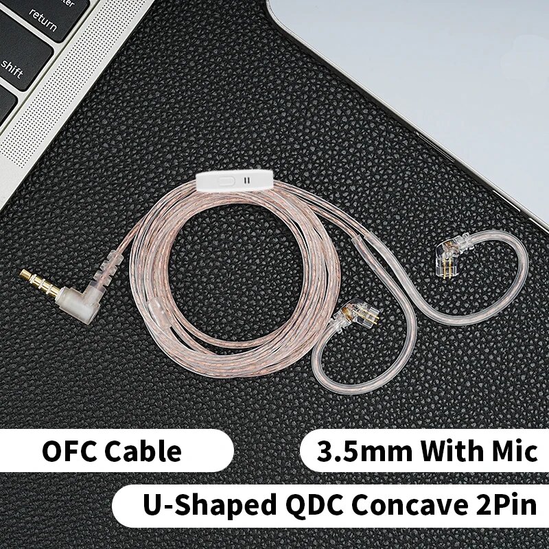 Fransun A6 Бескислородный медный кабель для наушников Посеребренный кабель 0,75/0,78 мм/QDC 2-контактный шнур Type-C/3,5 мм Обновленный провод для наушников