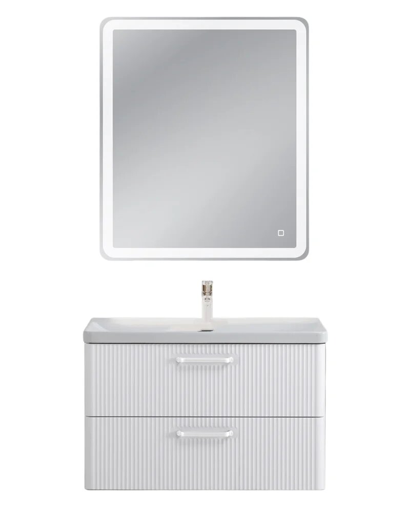 Мебель для ванной комнаты BelBagno Due 80 ручки белые, bianco lucido