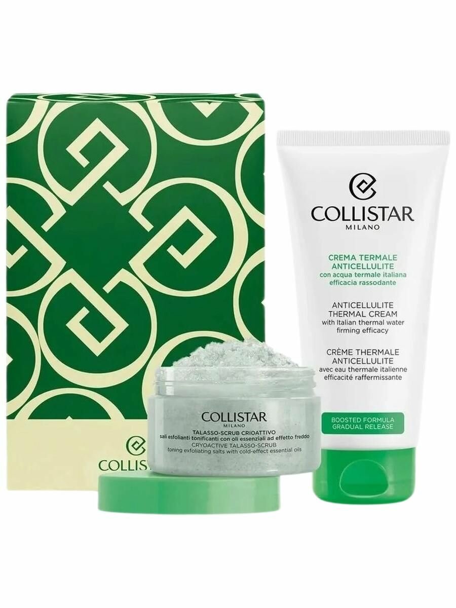Collistar - Anticellulite Thermal Cream + Talasso-Scrub Crioattivo, Набор: Антицеллюлитный термальный крем 175 мл + Криоактивному талассо-скрабу 150 г