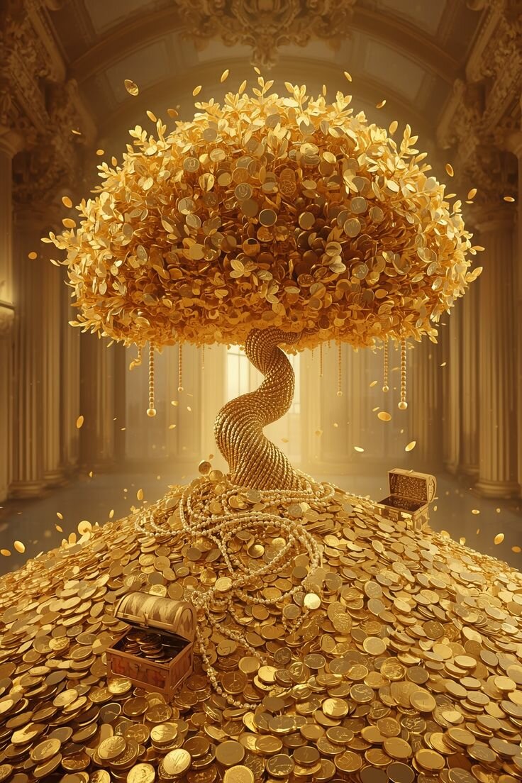 Алмазная живопись "Денежное дерево", 5D, круглая, 40x50 см. Производитель: Brose Art.