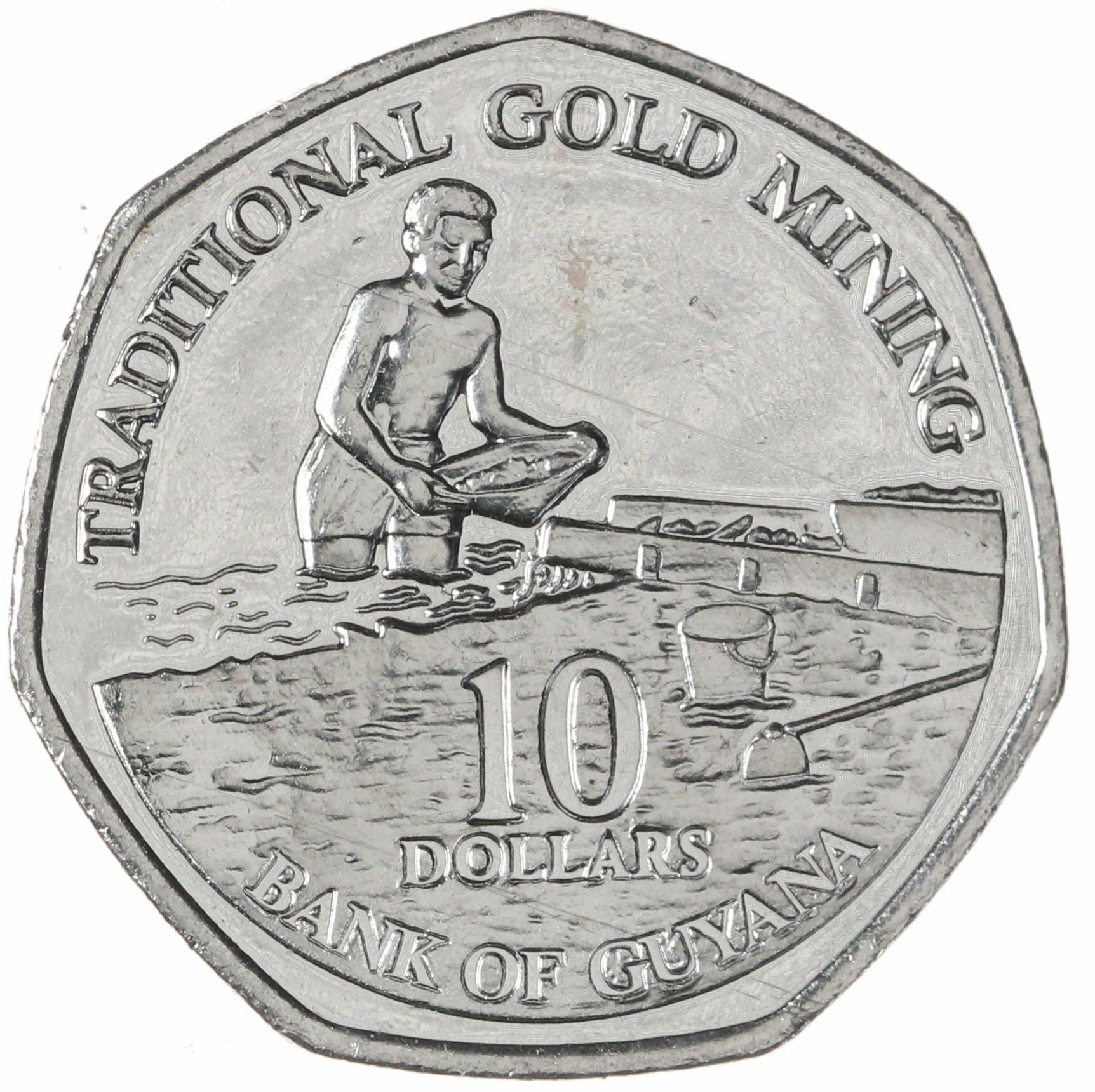 Гайана 10 долларов dollars 2011, Сталь, в сохранности AU-UNC