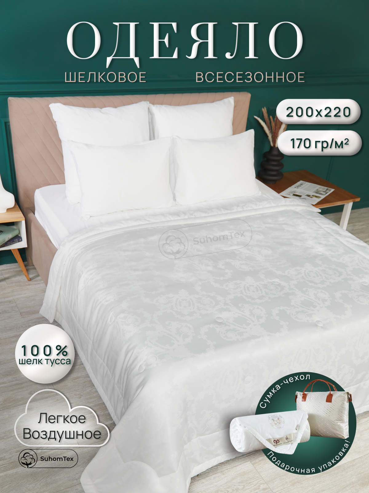 Одеяло евро 200х220 всесезонное