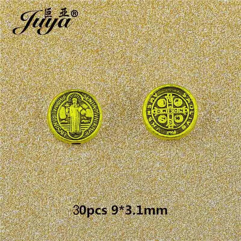 Бусины Juya с крестом, металлический сплав, 30 шт. Ancient gold