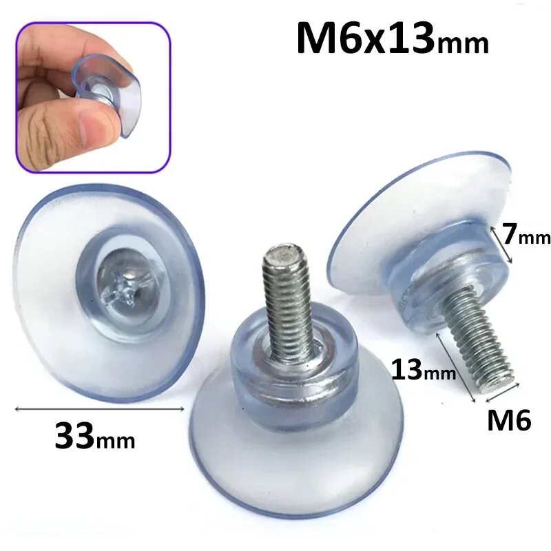 Присоски M6x13x33мм, прозрачные