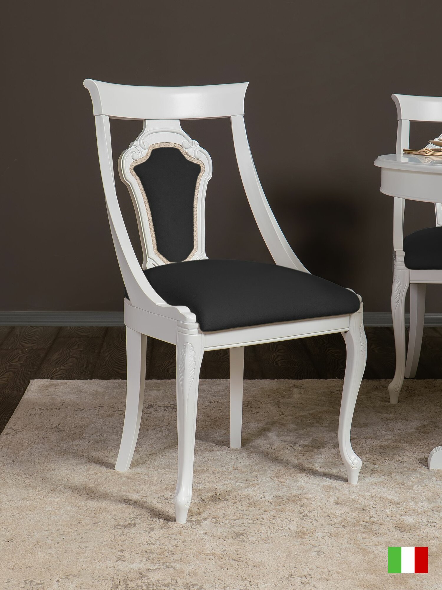 Стул деревянный патриция, массив бука, эмаль белая , без патины , черный