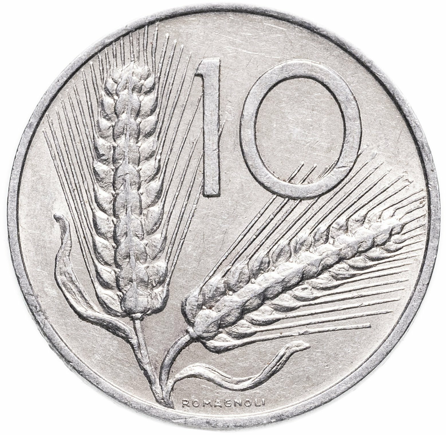 Италия 10 лир 1973, Алюминий, в сохранности XF-AU