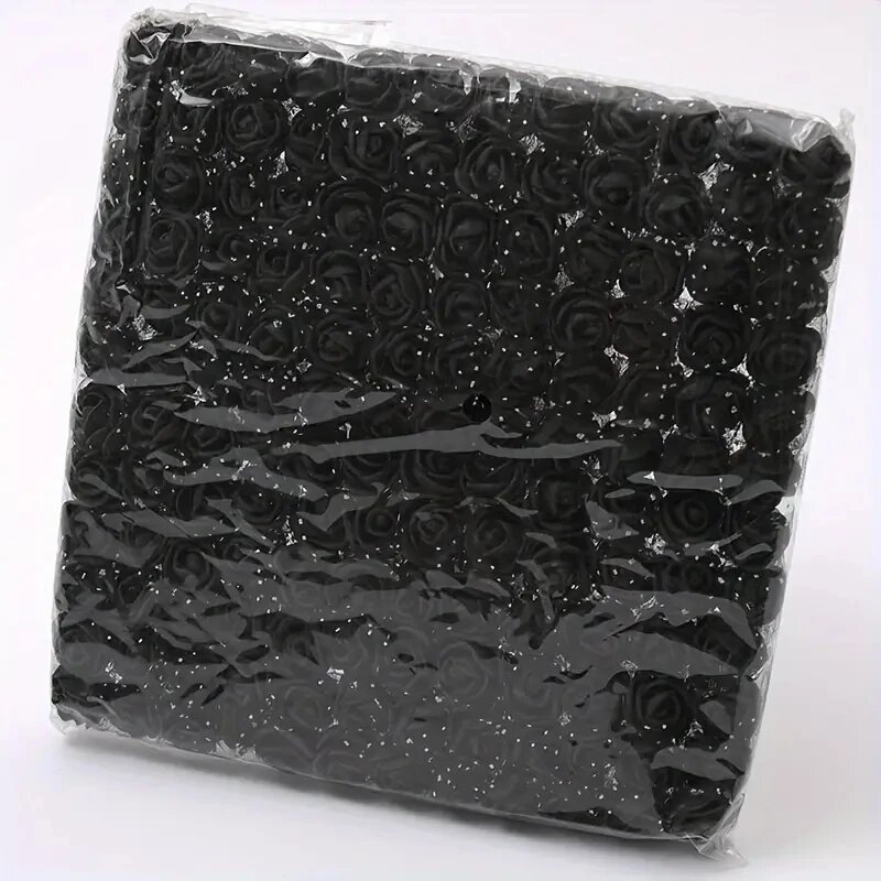 Искусственные розы из пенопласта, черные, 2 см, 144 шт