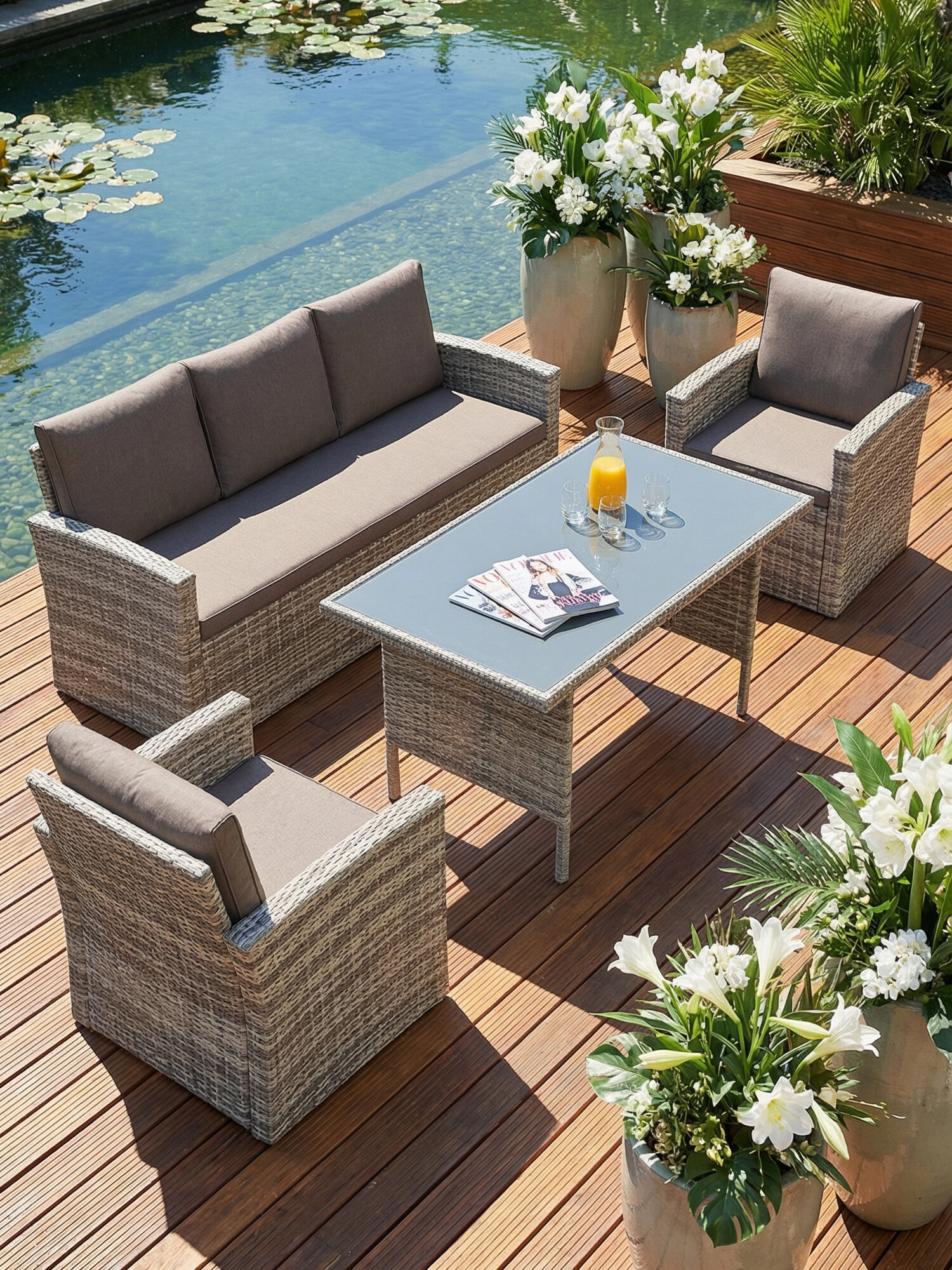 Комплект для обеда и отдыха из искусственного ротанга Палермо-5 (Palermo-5), серый