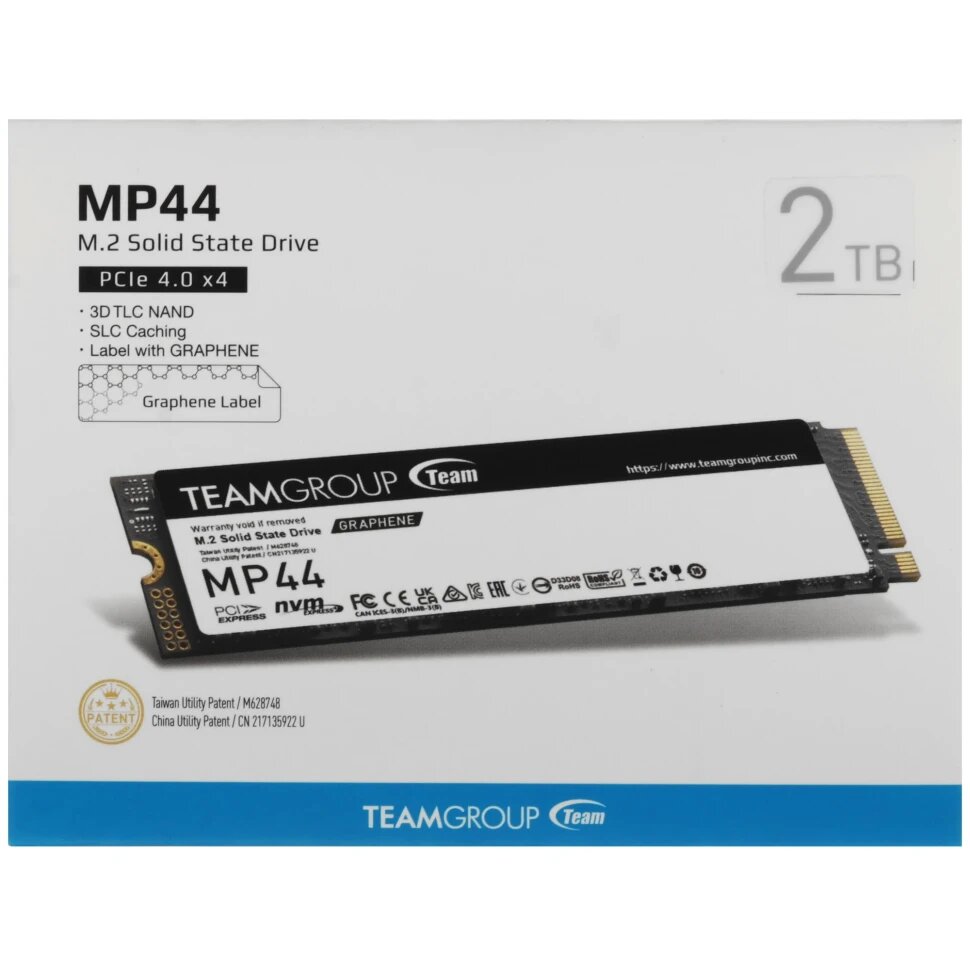 2000 ГБ M.2 NVMe накопитель TEAMGROUP MP44 [TM8FPW002T0C101], PCIe 4.0 x4