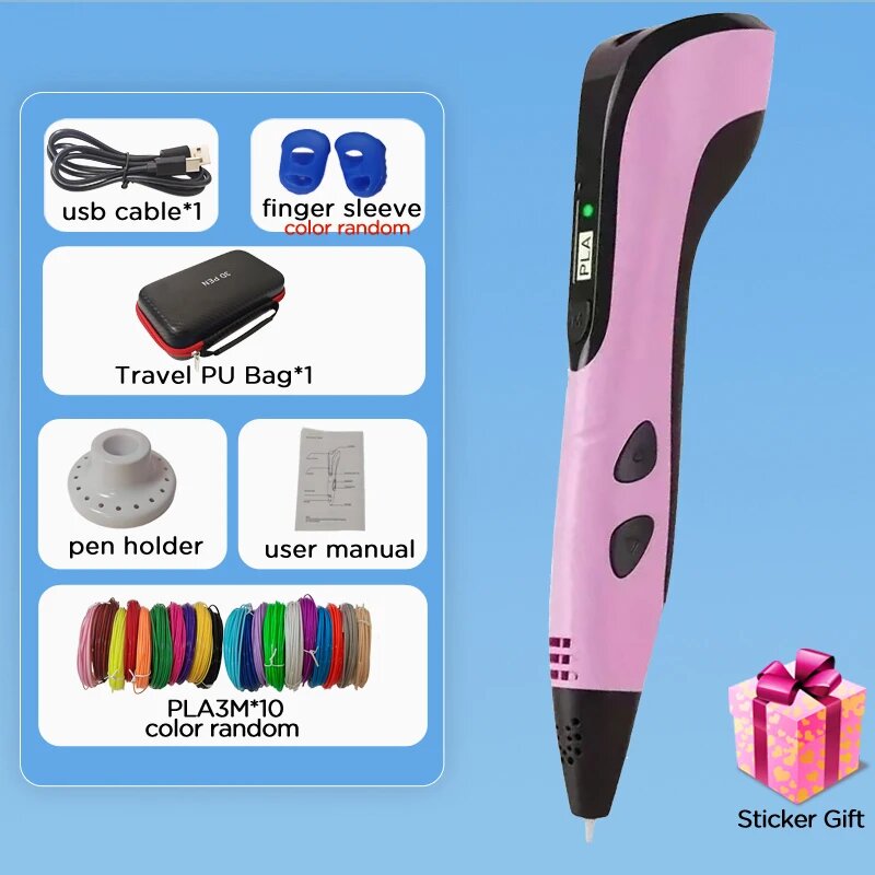 Детская 3D-ручка Greentiger Pink-PU30M