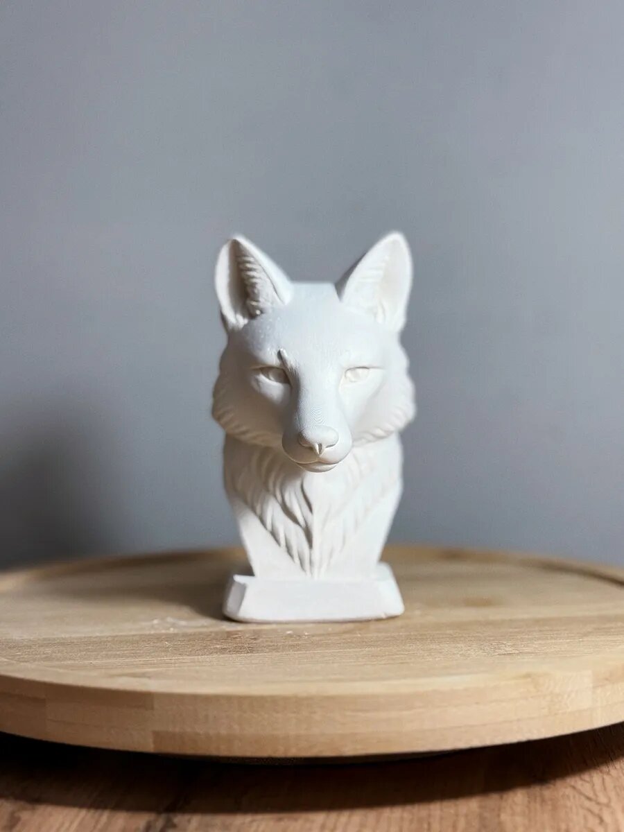Статуэтка Лиса, 12 см, из гипса, ручная работа, без окрашивания — фото 1