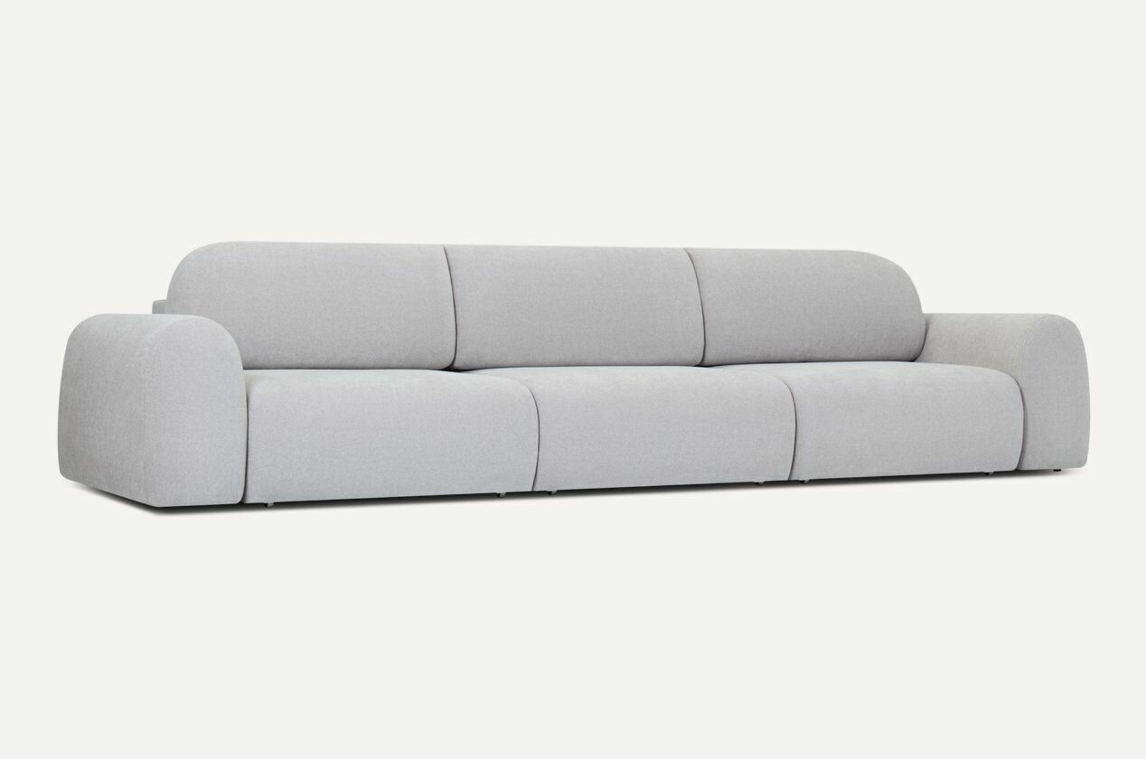 Диван-кровать раскладной Divan.ru Лилт-2 Букле Серебристый, 370х126х86 см, спальное место 300х159 см