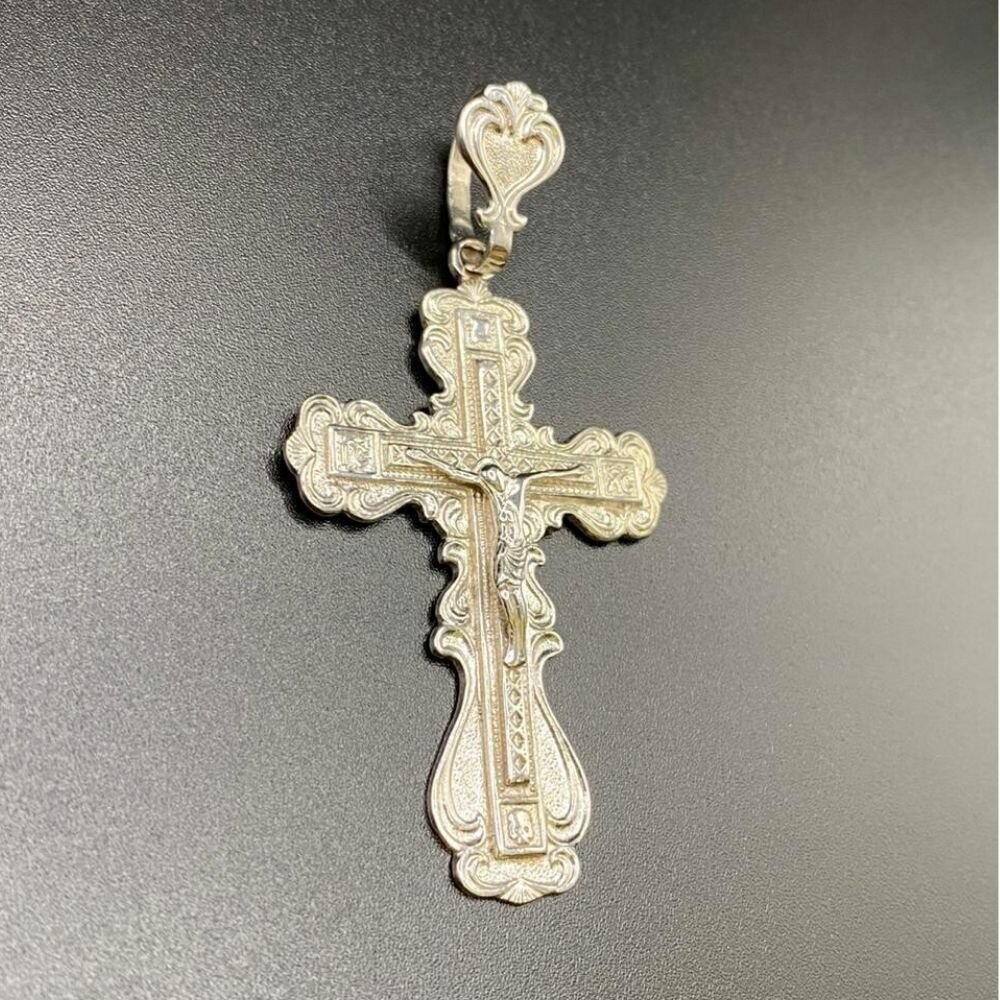 Крестик, серебро, 925 проба, родирование