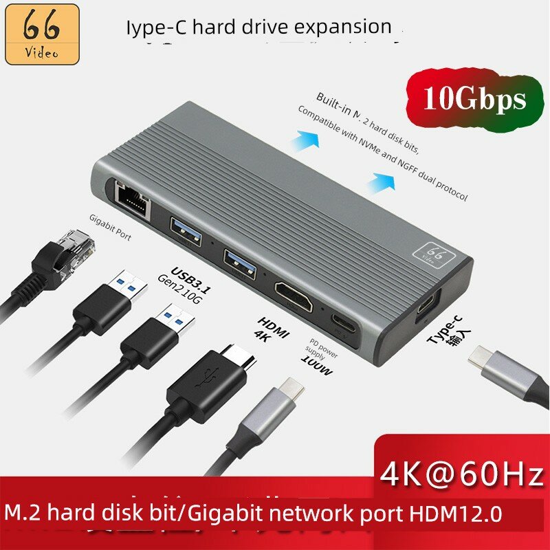 Конвертер Thunderbolt Type-C в HDMI2.1, док-станция расширения USB-C, DP в HDMI 8K60Hz/4K120Hz ⑨Многофункциональная