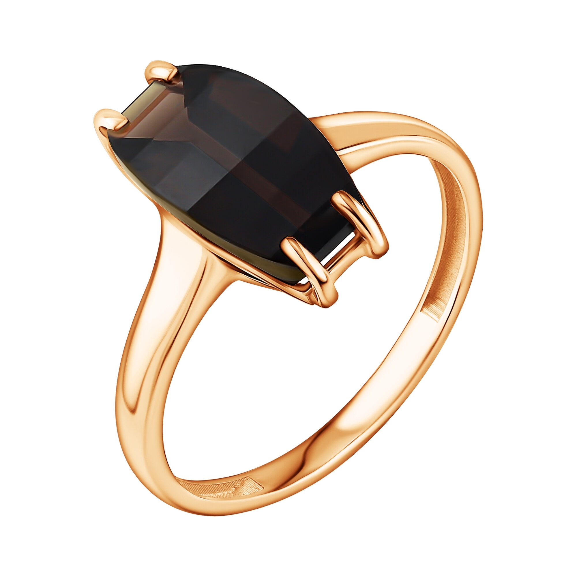 Кольцо, красное золото, 585 проба, раухтопаз