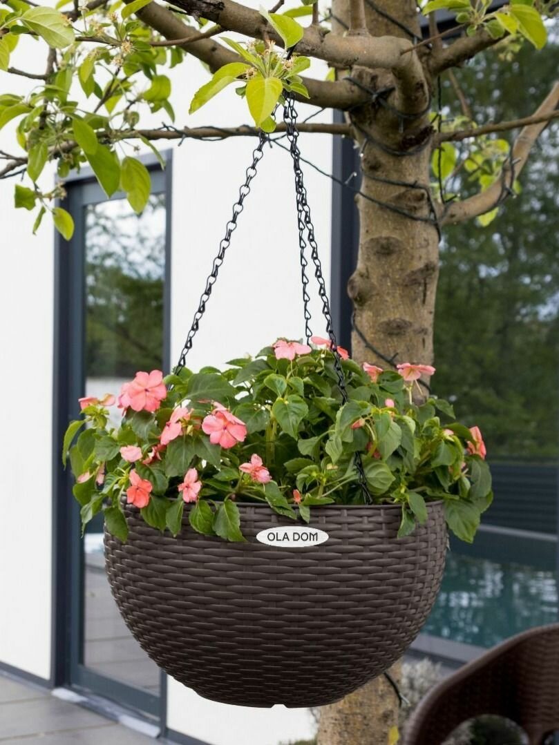 Круглое подвесное кашпо Rattan Ola Dom,5л