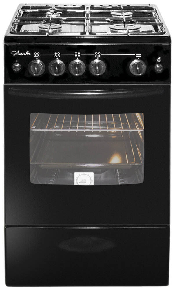 Газовая плита Лысьва ГП 400 МС СТ-2у 50 см, 57 л, 4 конфорки, черный